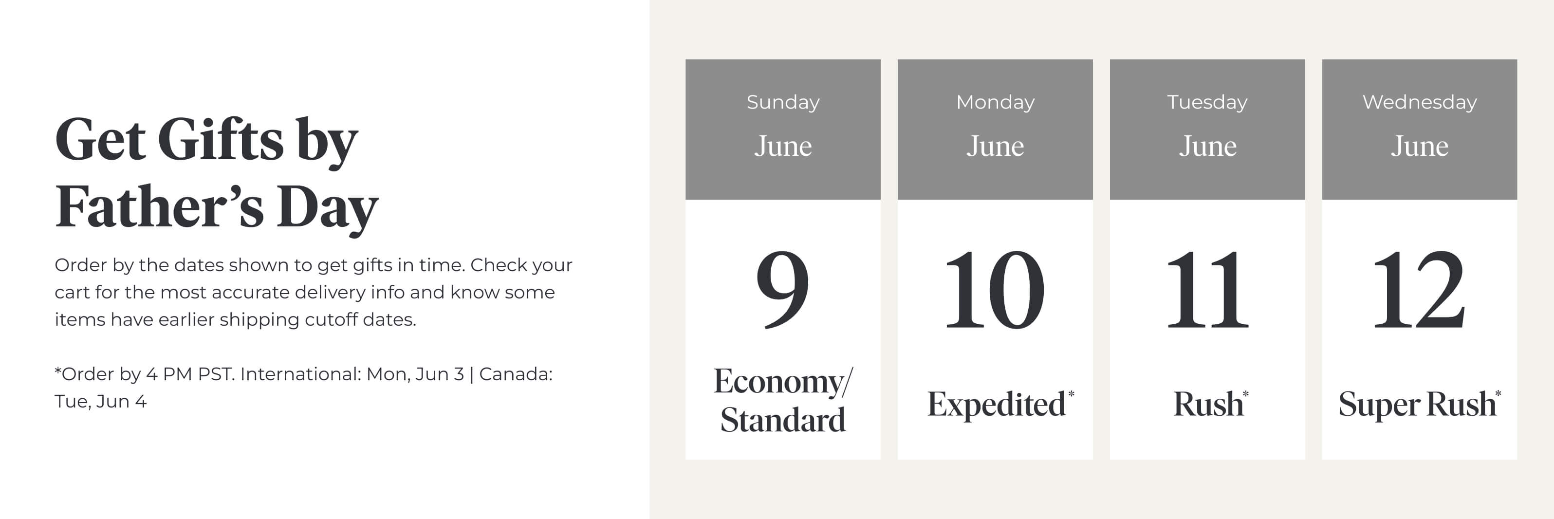 Get Gifts by Father's Day Shipping Guidelines